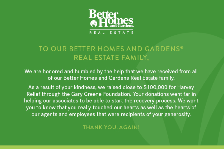 Thank you note from Gary Greene - Better Homes and Gardens Real Estate ...